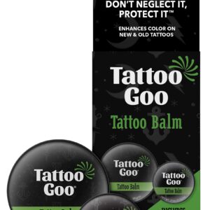 Tattoo Goo Tattoo Balm and Travel Size Balm Bundle, 3/4 oz & .33 oz Tin - Natural Tattoo Aftercare Balm with Beeswax and Cocoa Butter, Soothing Ointment, 2 Pack