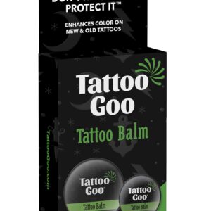 Tattoo Goo Tattoo Balm and Travel Size Balm Bundle, 3/4 oz & .33 oz Tin - Natural Tattoo Aftercare Balm with Beeswax and Cocoa Butter, Soothing Ointment, 2 Pack