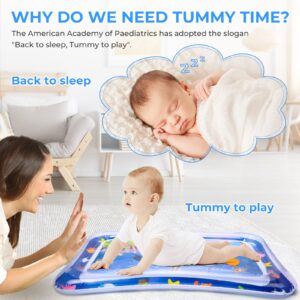 AURUZA Tummy Time Mat - Inflatable Baby Activity Mat, Premium Baby Water Mat Baby Toys for 3 6 9 12 Months, Funny Baby Activity Center Development of Hand-Eye Coordination, Portable