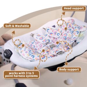 FEISIKE Infant Insert Compatible with Graco & 4moms mamaroo Systems, Include 5 Pcs Strap Pad, Head & Body Support Insert Cushion for Newborn to Toddler, Works for 3 to 5-Point Harness Systems, White