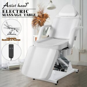 Artist hand Massage Table Electric Height Adjustable Massage Bed Massage Bed Facial Bed Lash Bed for Eyelash Extensions Salon Chair (White)