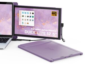 new mobile pixels duex lite portable monitor for laptops(2024 upgraded), 12.5" full hd ips laptop screen extender, usb c/hdmi powered plug and play, windows/mac/android/switch compatible (misty lilac)