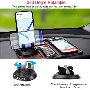 4 in 1 Non-Slip Phone Pad for Car, Anti-Slip Mat Car Phone Holder with Mount, Car Dashboard Accessories, Temporary Car Parking Card Number Plate and Aromatherapy