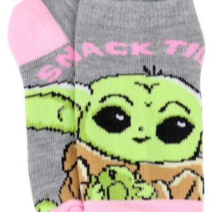 STAR WARS Little Girl's 5 Pack The Mandalorian Baby Yoda No Show Socks, Medium, Pink/Grey Heather