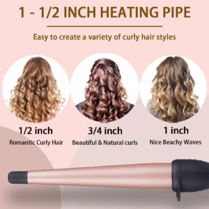 Hair Curling Irons, Duyfioa Professional Ceramic Hair Curling Wand 1-1/2 Inch Instant Heat Hair Curler with LCD 190℉ - 450℉ Temperature Control for All Hair Types Include Glove