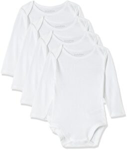 the children's place baby long sleeve 100% cotton bodysuits, white 9-pack, 12-18 months