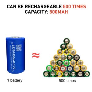 Imren IMR 18350 3.7V Button Top Rechargeable Batteries,18350 15A Discharge Rechargeable Li-ion Battery 800mAh for Flashlight - 4PCS