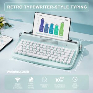 YUNZII ACTTO B303 Wireless Keyboard, Retro Bluetooth Aesthetic Typewriter Style Keyboard with Integrated Stand for Multi-Device (B303, Ivory Butter)