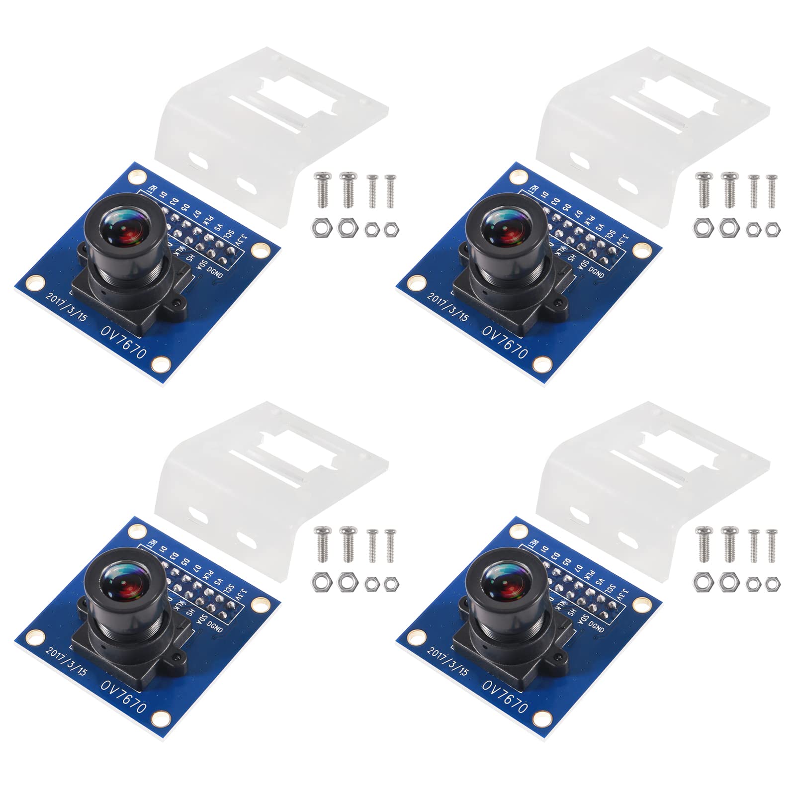 AITIAO 4Pcs OV7670 Camera Module OV7670 640x480 0.3Mega 300KP VGA CMOS Camera Module I2C Lens CMOS 640X480 SCCB Compatible W/ I2C Interface for ARM FPGA