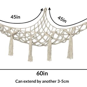 Artist Unknown Stuffed Animal Net or Hammock Jumbo - with Warm White LED String Star Lights, Wall Hooks- Stuffed Animal Hammock - Wall Net for Stuffed Animals - (X-Large - Cream / Ivory)