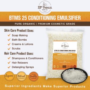 33RD PARALLEL | BTMS 25 (4 oz) Conditioning Emulsifier | Behentrimonium Methosulfate Cetearyl Alcohol Emulsifying Conditioner | (4 Ounces)