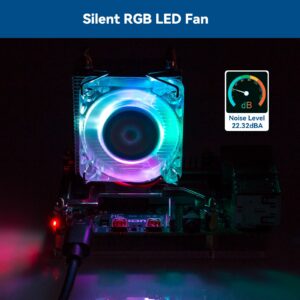 SunFounder Raspberry Pi Cooling Fan, Raspberry Pi Ice Tower Cooler, Cooling 4 Chips with RGB LED, Raspberry Pi Heatsink, Quiet Cooling Fan Radiator for Raspberry Pi 4 Model B 3B+