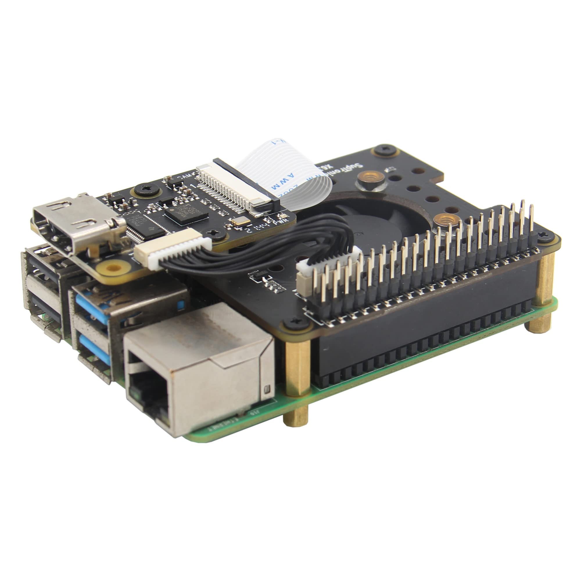 Geekworm X630-A2 Auido Hat & Cooling Fan Expansion Board for X630 Hdmi to CSI-2 Module & Raspberry Pi 4 Model B(Not include X630 & Raspberry Pi 4)