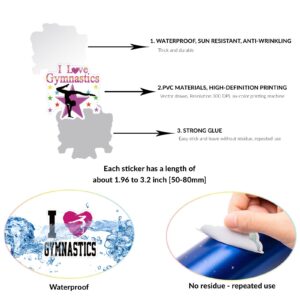 Gymnastics Stickers | 53pcs Vinyl Waterproof Gymnastics Stickers for Scrapbooking, Water Bottles, Girls Room Décor, Walls, Dance Silhouette Tumbling Decal Gifts for Girls and Teenagers