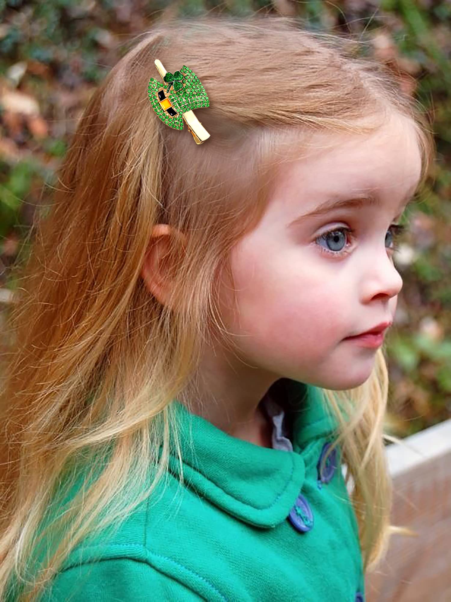 St. Patrick’s Day Hair Clips Accessories Festival Rhinestone Shamrock Hair Clips for Women Girls Green Irish Lucky Clove Leprechaun Top Hat Charm Hairpins st.patricks day jewelry Party Favor Costume