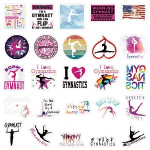 Gymnastics Stickers | 53pcs Vinyl Waterproof Gymnastics Stickers for Scrapbooking, Water Bottles, Girls Room Décor, Walls, Dance Silhouette Tumbling Decal Gifts for Girls and Teenagers