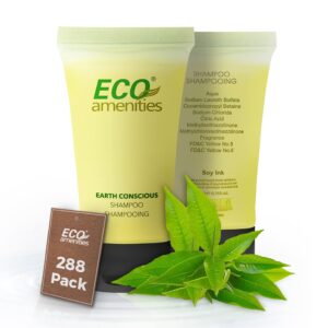 eco amenities travel size shampoo bulk - hotel mini shampoo supplies for guests - refreshing bulk travel size toiletries for airbnb and rentals - 0.75 fl oz (22ml) per tube, 288 pack, green tea scent