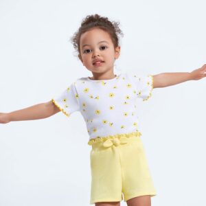 Gerber Baby Girl's Toddler 3-Pack Pull-On Knit Shorts, Yellow Lemons, 12 Months