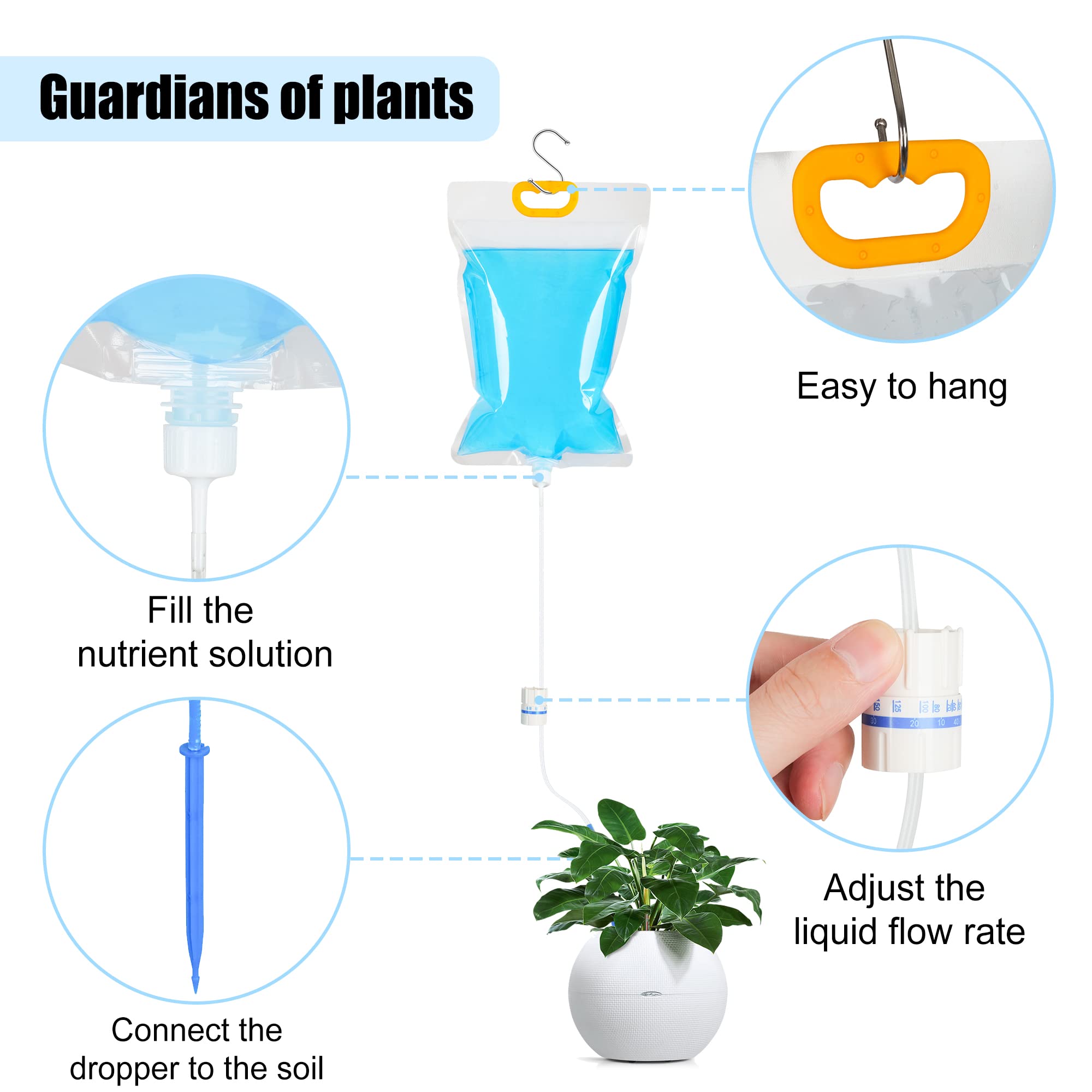 3Pcs 3.5 L Self Watering System for Plants While Away on Vacation,Plant iv Water Bag,Plant Waterer for Indoor Outdoor Potted Plant