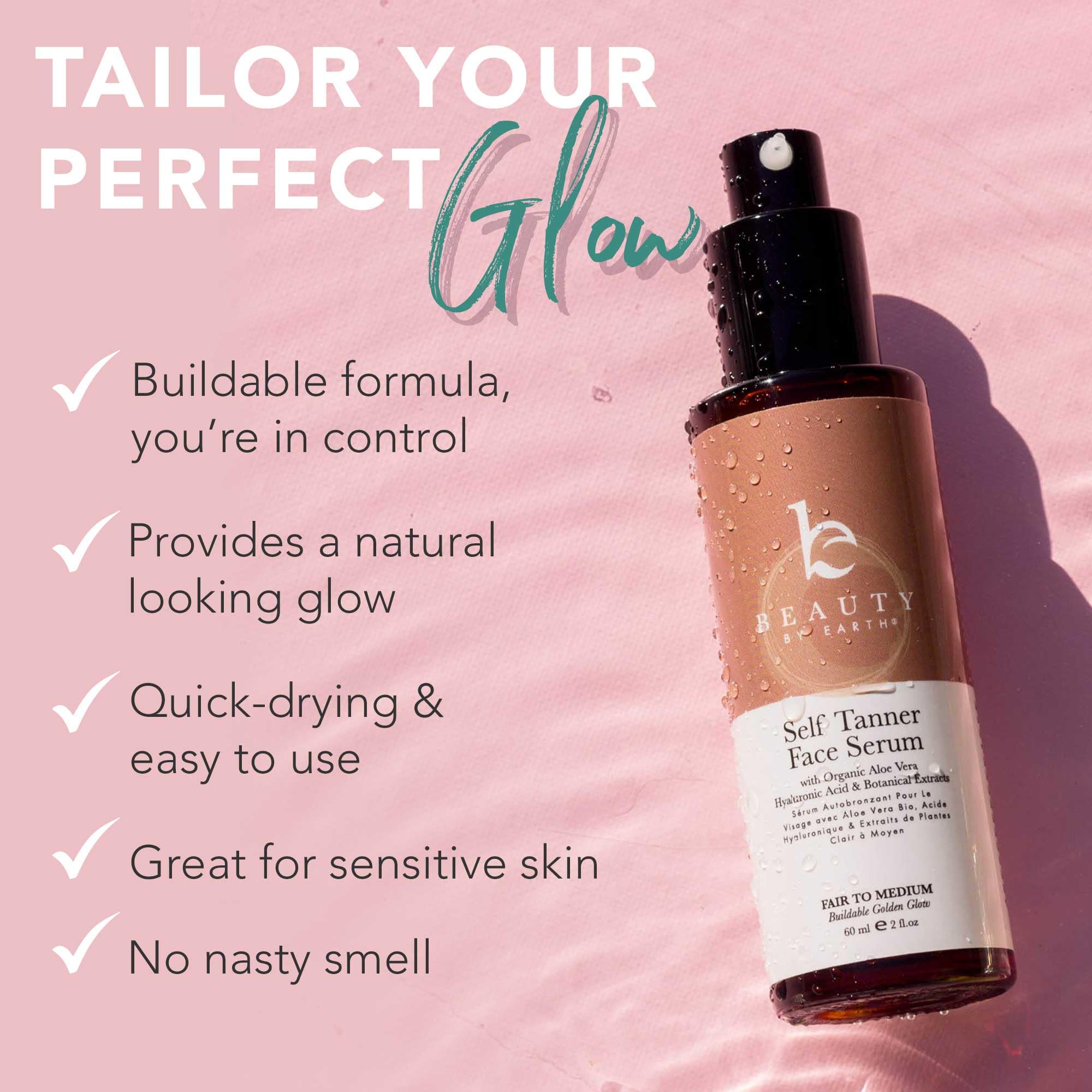 Face Tanner Serum - Fair to Medium Sunless Tanner for Face Sunless Tanner with Hyaluronic Acid - Self Tanner for Face Self Tan - Natural Face Tanner for Face Self Tanner