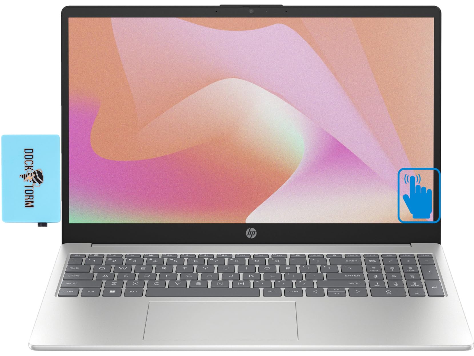 HP 15t 15.6" Touchscreen FHD IPS Business Laptop (Intel i7-1355U 10-Core 1.70GHz, 16GB RAM, 512GB SSD, Intel UHD, Backlit KYB, FP, WiFi 6, BT 5.3, HD Webcam, Win11H) w/Dockztorm Dock