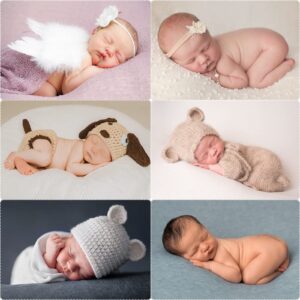 SPOKKI Newborn Baby Photography Butterfly Posing Pillow, Baby Photoshoot Props with Long Ripple Beige Pearl Wrap Outfits for Boy Girl Princess