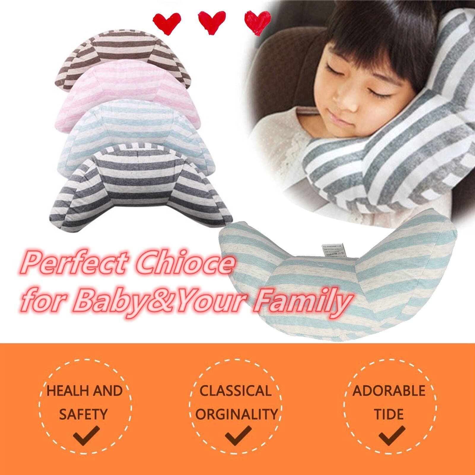 Car Seat Belt Pillow for Kids, Soft Car Headrest Pillow for Kids in Car, Travel Safety Belt Sleeping Pillow for Infants Baby Children Adults Neck Head Support Cushion Pad Car Accessories