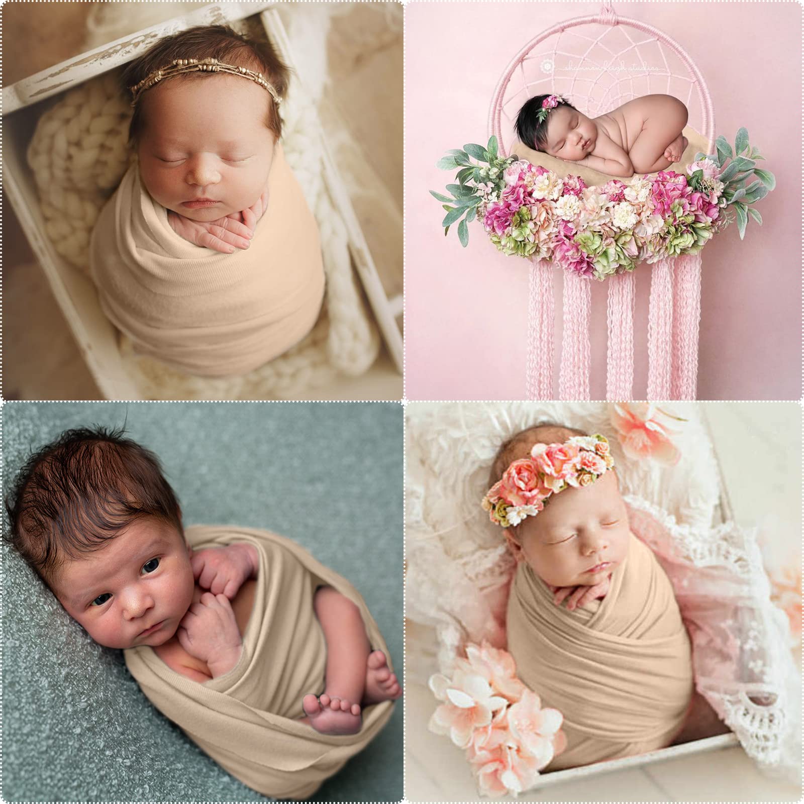 SPOKKI Newborn Baby Photography Butterfly Posing Pillow, Baby Photoshoot Props with Long Ripple Beige Pearl Wrap Outfits for Boy Girl Princess