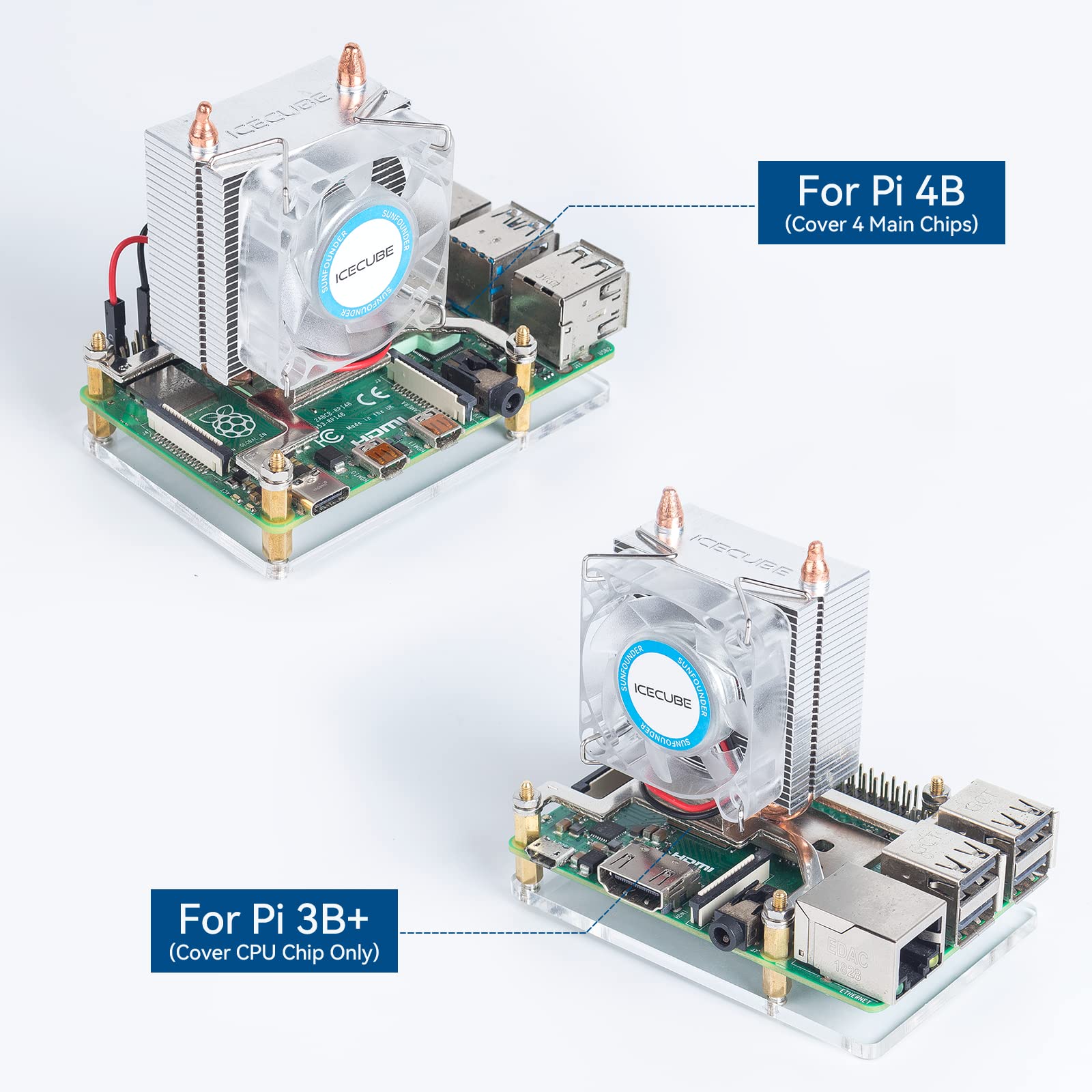 SunFounder Raspberry Pi Cooling Fan, Raspberry Pi Ice Tower Cooler, Cooling 4 Chips with RGB LED, Raspberry Pi Heatsink, Quiet Cooling Fan Radiator for Raspberry Pi 4 Model B 3B+