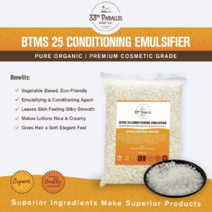 33RD PARALLEL | BTMS 25 (4 oz) Conditioning Emulsifier | Behentrimonium Methosulfate Cetearyl Alcohol Emulsifying Conditioner | (4 Ounces)