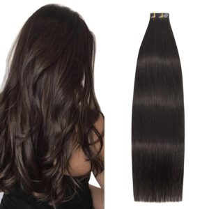 dark brown tape in hair extensions human hair 100% remy human hair extensions silky straight for fashion women 20 pcs/package(14inch #2 30g)