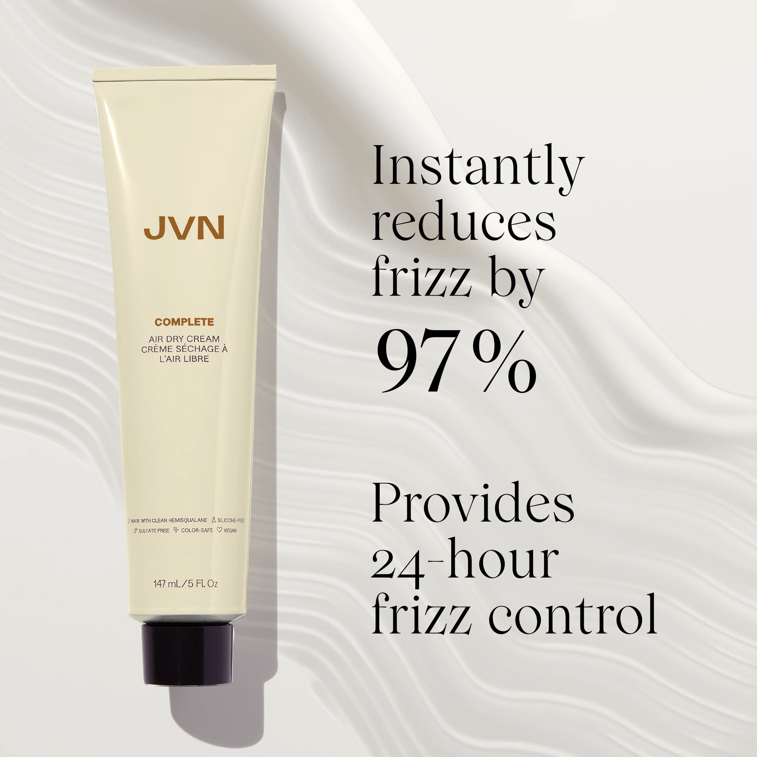 JVN No Heat Air Dry Cream, Hair Styling Cream - 5 Fluid Ounces, Smoothens and Defines Hair, Sulfate-Free, Curl Enhancing, Moisturizing, Smoothening, UV Protection for All Hair Types