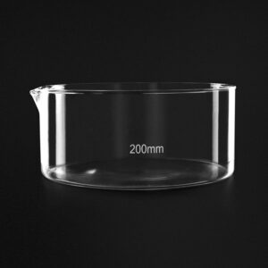 QWORK 2000ml Crystallizing Dishes, 2 Pack Flat Bottom Lab Dishes with Spout and Heavy Rim, Borosilicate 3.3 Glass for Professional Laboratories, Science Classrooms, Kitchen, Crafts, OD 200mm