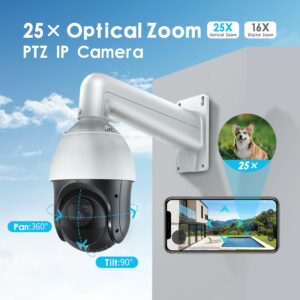 RICHSECU DS-2DE4425IW-DE Hik 4MP PTZ IP Camera, PoE Speed Dome Network Camera with 25X Optical Zoom, 16X Digital Zoom, Human/Vehicle Detection, DarkFighter, Compatible with Hik NVR/Hik-Connect APP