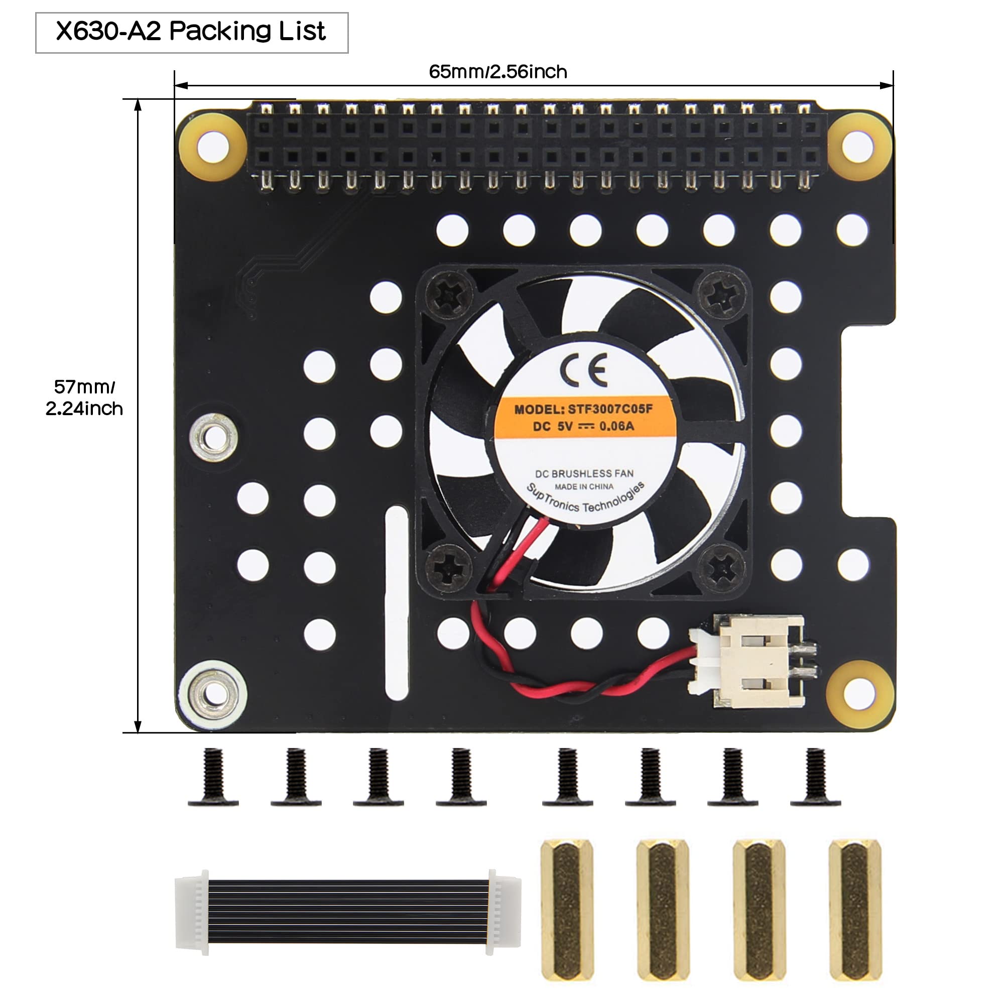 Geekworm X630-A2 Auido Hat & Cooling Fan Expansion Board for X630 Hdmi to CSI-2 Module & Raspberry Pi 4 Model B(Not include X630 & Raspberry Pi 4)