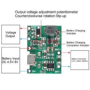 AITIAO 8Pcs 2A USB 18650 Lithium Li-ion Battery Charger Module Adjustable Boost Module DC-DC 3.7V to 5V 9V 12V Step Up Boost Module TP4056 DIY Kit Parts