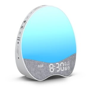 welgo g4 white noise machine alarm clock and nightlight with natural sound dual alarms, 12 soothing sounds, sleep timer, dimmable digital display for kids, adult, sleeping, bedroom…