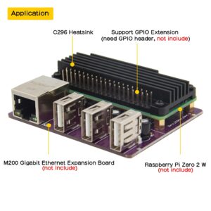 Geekworm Raspberry Pi Zero 2 W Heatsink C296, 10mm Aluminumn Alloy Heatsink Radiator Compatible with Raspberry Pi Zero 2W / Pi Zero W/Pi Zero