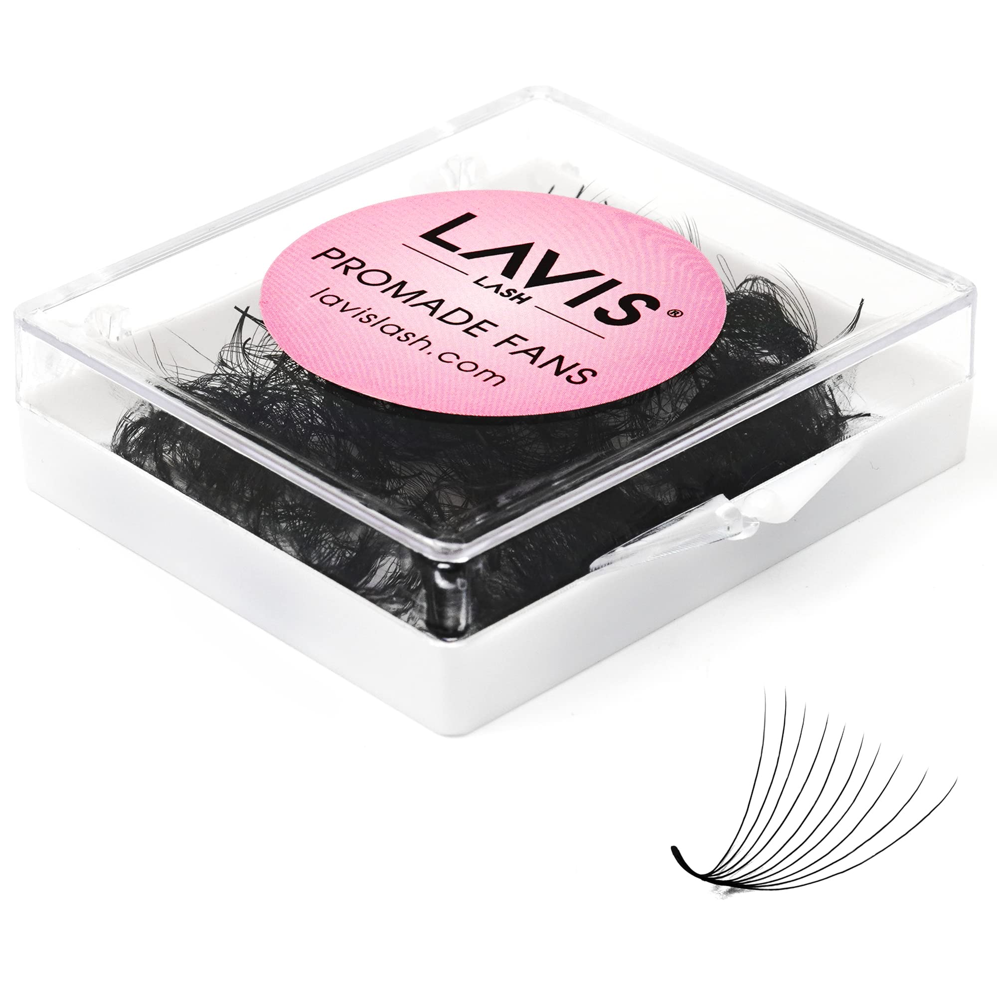 LAVISLASH 500 Promade Fans Eyelash Extension | Handmade Loose Volume Lash | Mutiple Options 3D-8D/10D/12D/14D/16D Fans | 0.03/0.05/0.07mm Thickness | C/CC/D Curl | 8-16mm Length(10D-0.03-D-12mm)