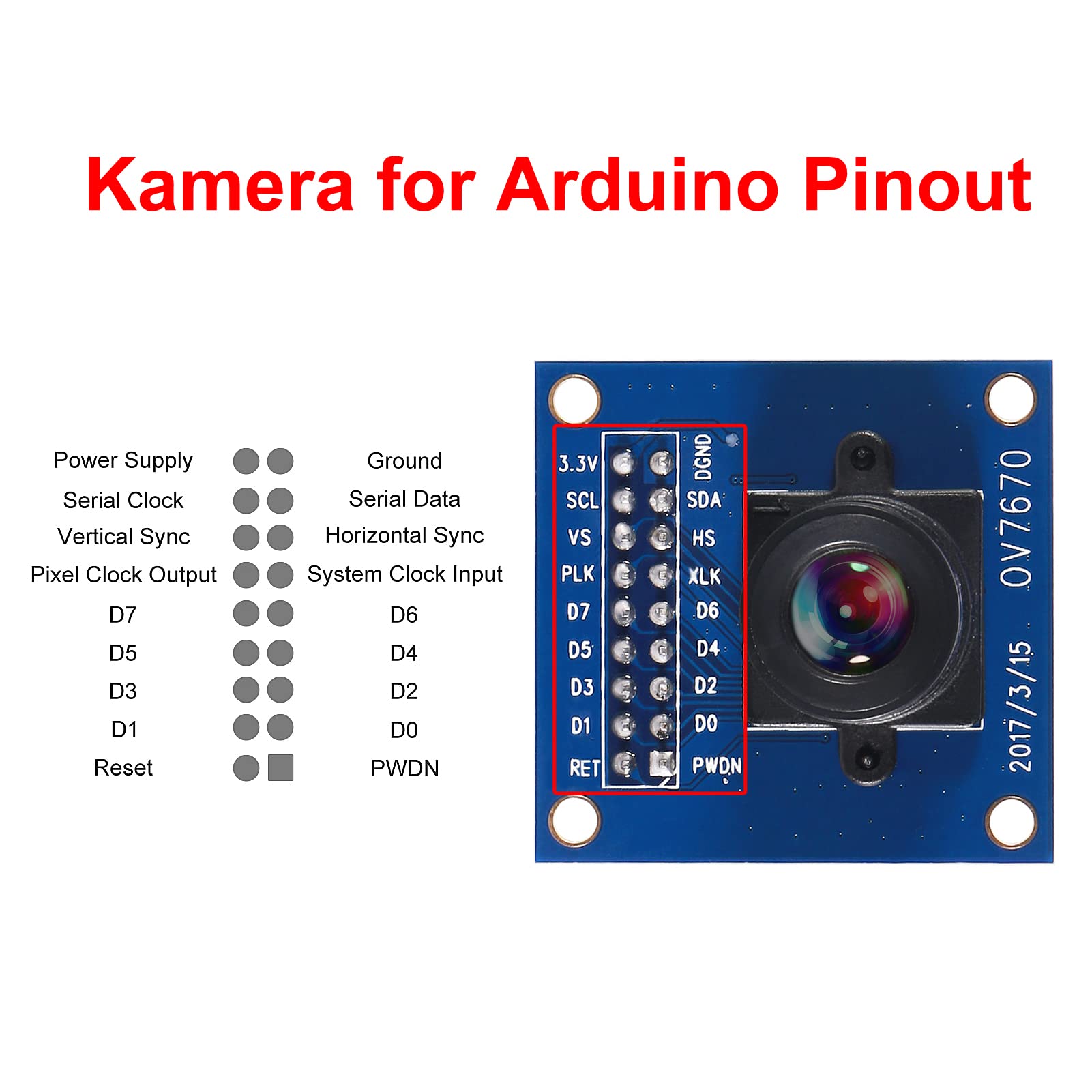 AITIAO 4Pcs OV7670 Camera Module OV7670 640x480 0.3Mega 300KP VGA CMOS Camera Module I2C Lens CMOS 640X480 SCCB Compatible W/ I2C Interface for ARM FPGA