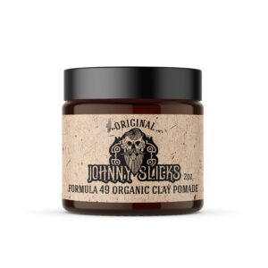 johnny slicks formula 49 clay all organic pomade | firm hold & matte finish (promotes healthy hair growth, helps hydrate dry skin), (2 ounce, original)