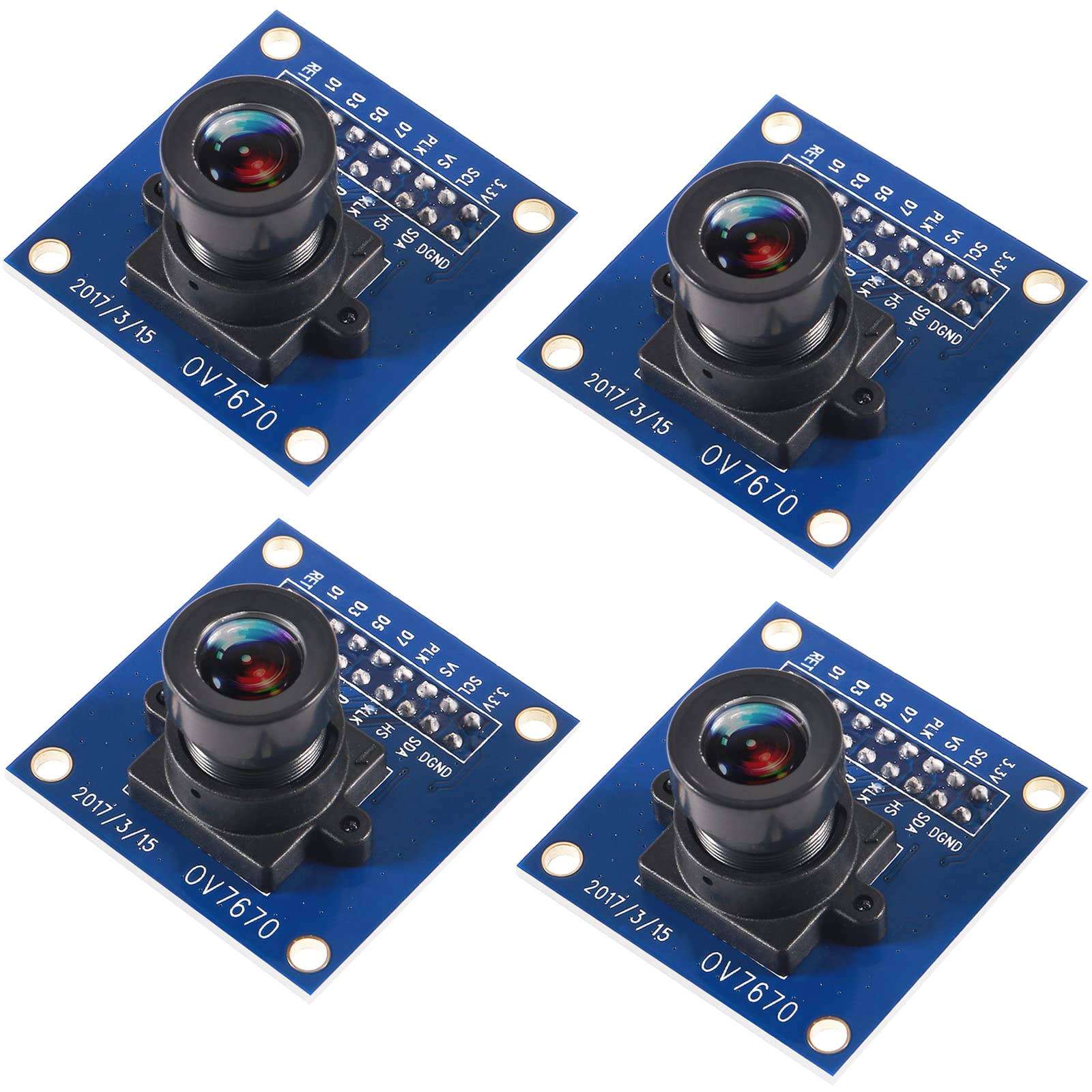 AITIAO 4Pcs OV7670 Camera Module OV7670 640x480 0.3Mega 300KP VGA CMOS Camera Module I2C Lens CMOS 640X480 SCCB Compatible W/ I2C Interface for ARM FPGA