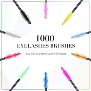 1000 Pcs Disposable Eyelash Mascara Brushes Disposable Mascara Wand Mascara Spoolies Eyelash Brush Applicators Disposable Eyebrow Comb for Eye Makeup Lash Extension, 3.86 Inches, 10 Colors