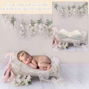 SPOKKI Newborn Baby Photography Butterfly Posing Pillow, Baby Photoshoot Props with Long Ripple Beige Pearl Wrap Outfits for Boy Girl Princess