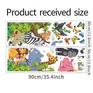 W-YANG Forest Animal Tree Wall Decals Elephant Zebra Giraffe Hippo Butterfly Lion Wall Sticker Great for Baby Nursery Kids Bedroom Playroom Living Room (Cartoon Forest Animal), Bright