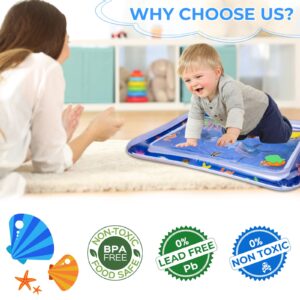 AURUZA Tummy Time Mat - Inflatable Baby Activity Mat, Premium Baby Water Mat Baby Toys for 3 6 9 12 Months, Funny Baby Activity Center Development of Hand-Eye Coordination, Portable