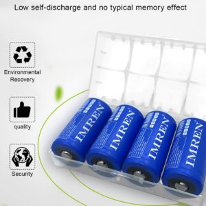 Imren IMR 18350 3.7V Button Top Rechargeable Batteries,18350 15A Discharge Rechargeable Li-ion Battery 800mAh for Flashlight - 4PCS