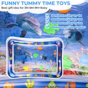 AURUZA Tummy Time Mat - Inflatable Baby Activity Mat, Premium Baby Water Mat Baby Toys for 3 6 9 12 Months, Funny Baby Activity Center Development of Hand-Eye Coordination, Portable