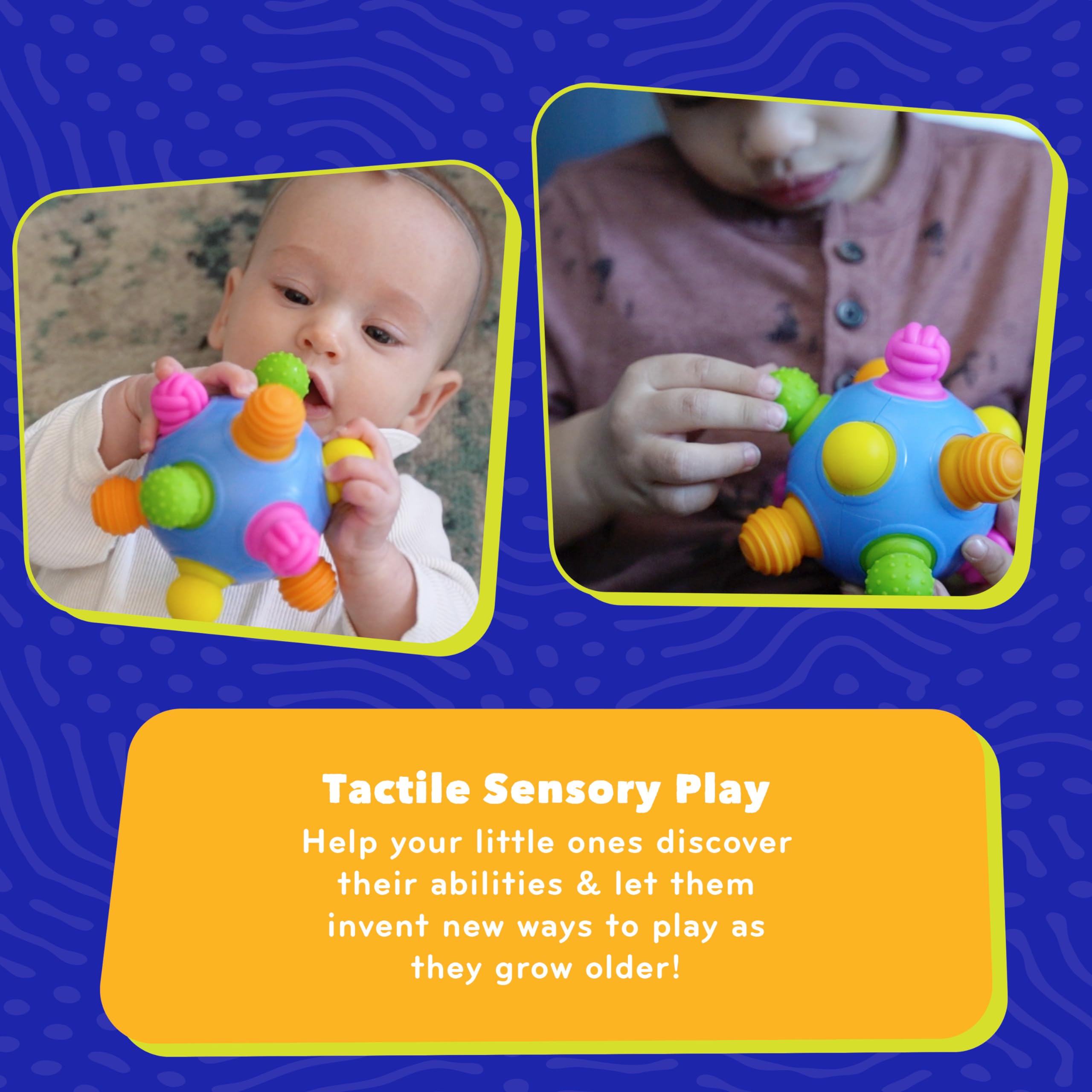 Mobi Woblii Activity Toy - Montessori Toys for 3 Month Old and Up, Sensory Ball Toy for Babies & Toddlers, Teething Toy Made with Food Grade Silicone, BPA and Phthalate Free - Pack of 1