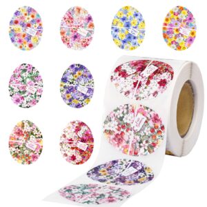 whaline 500pcs easter stickers easter floral egg shape label stickers colorful flower pattern decals self-adhesive envelope sealing stickers for spring easter holiday scrapbooking cards gift supplies